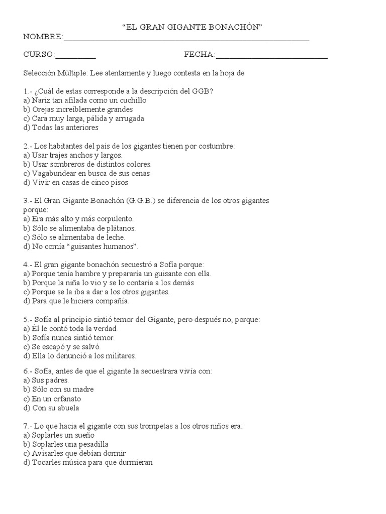 El Gran Gigante Bonachón | PDF