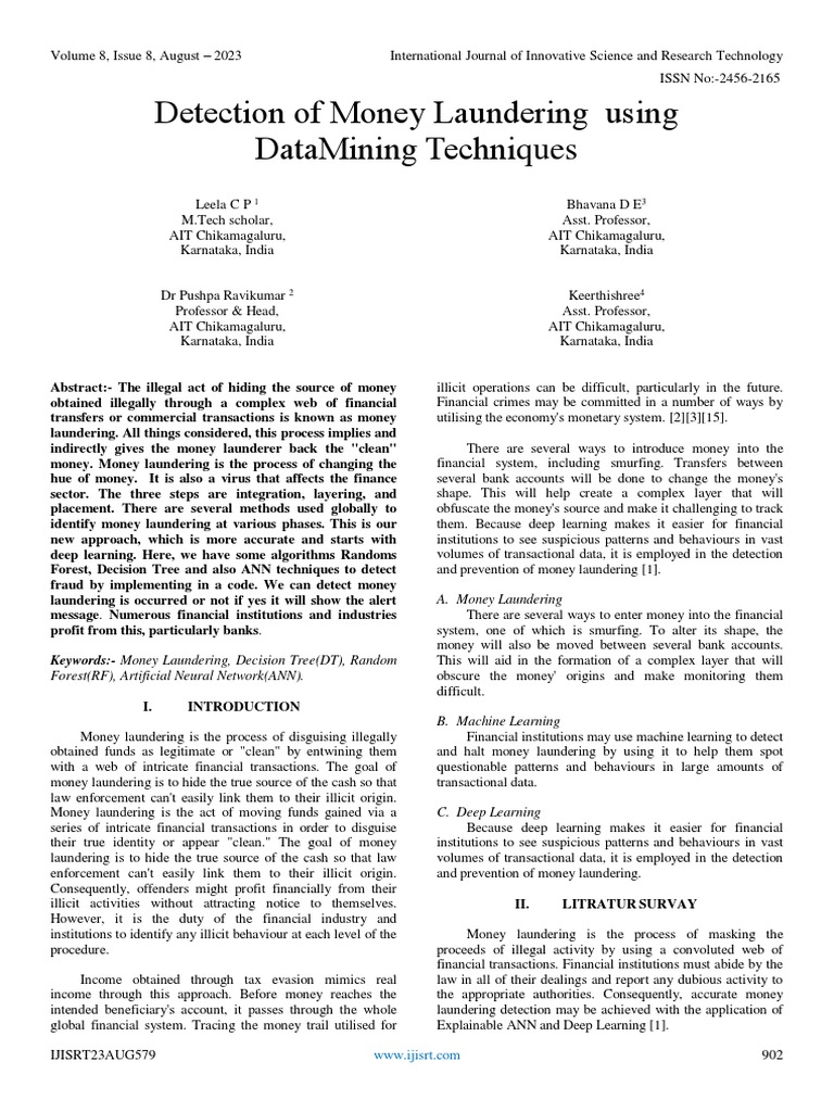 Detection Of Money Laundering Using Datamining Techniques Pdf
