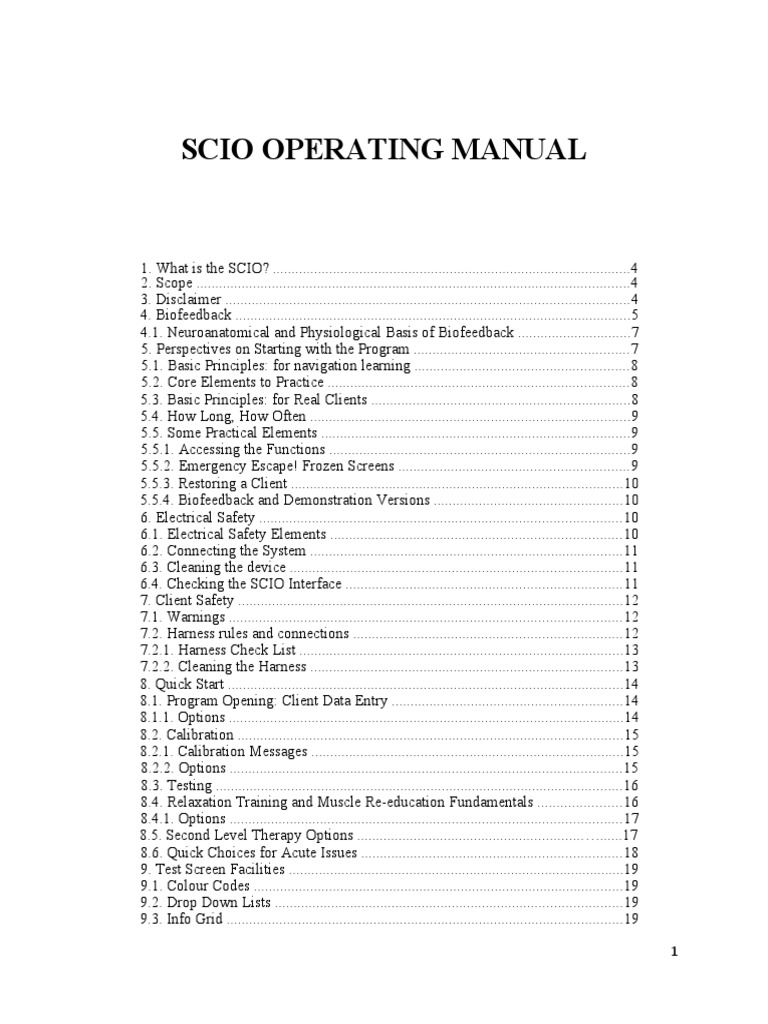SCIO Biofeedback Operating Manual | PDF