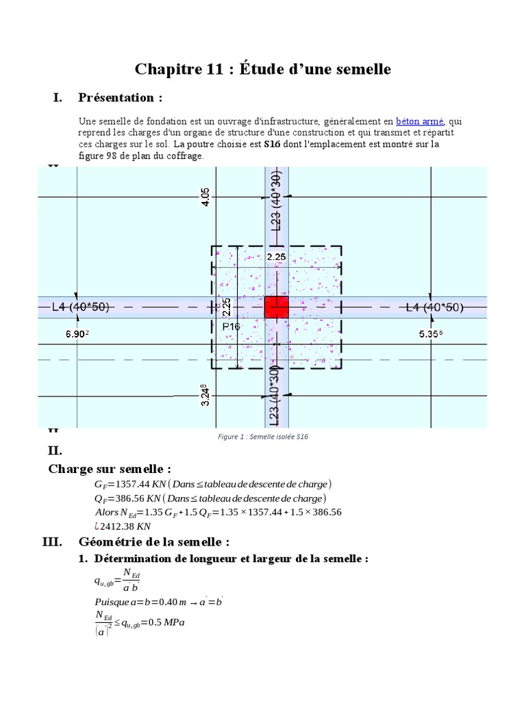 Étude et dimensionnement de semelles | PDF | Béton armé | Matériau ...