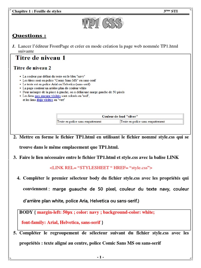 TP HTML/CSS avec corrections détaillées | PDF | Échecs | Théorie (échecs)