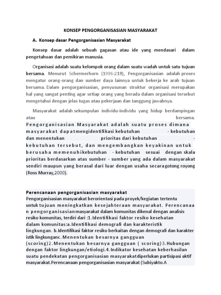 Konsep Pengorganisasian Masyarakat | PDF