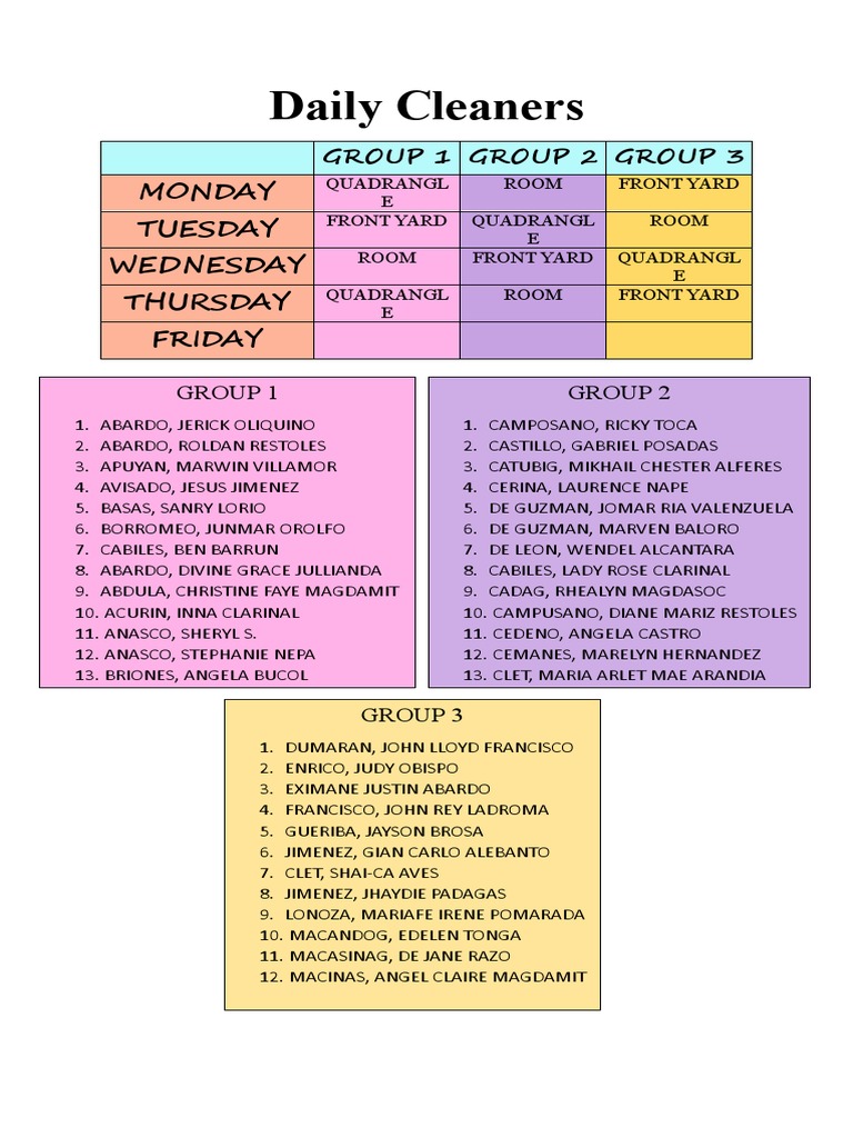 Daily Cleaners - 2023-2024 | PDF