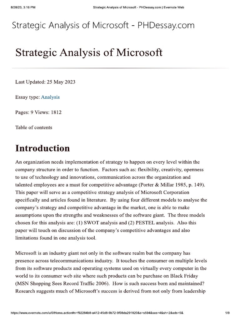 Strategic Analysis of Microsoft | PDF