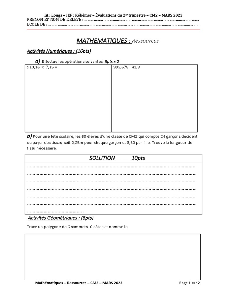 Math Ress Cm2 Kéb Déc22 Vc Pdf