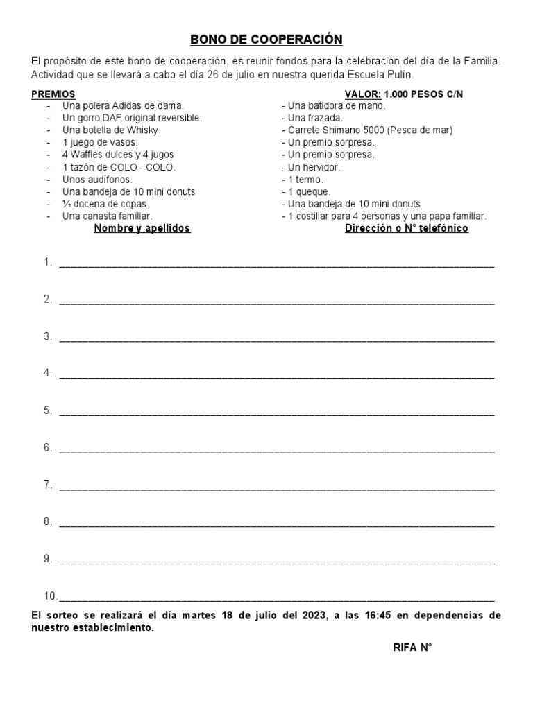 Bono de Cooperación | PDF