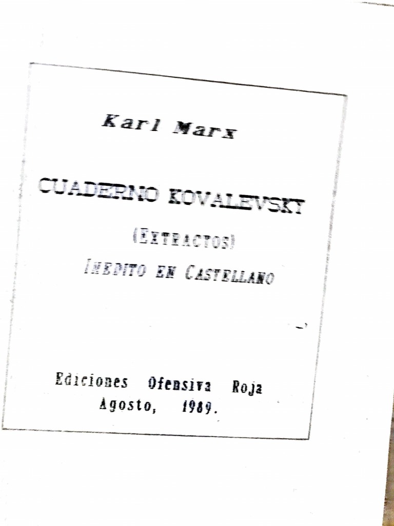 El Cuaderno Kovalevsky - Marx Con Intro Qhananchiri | PDF