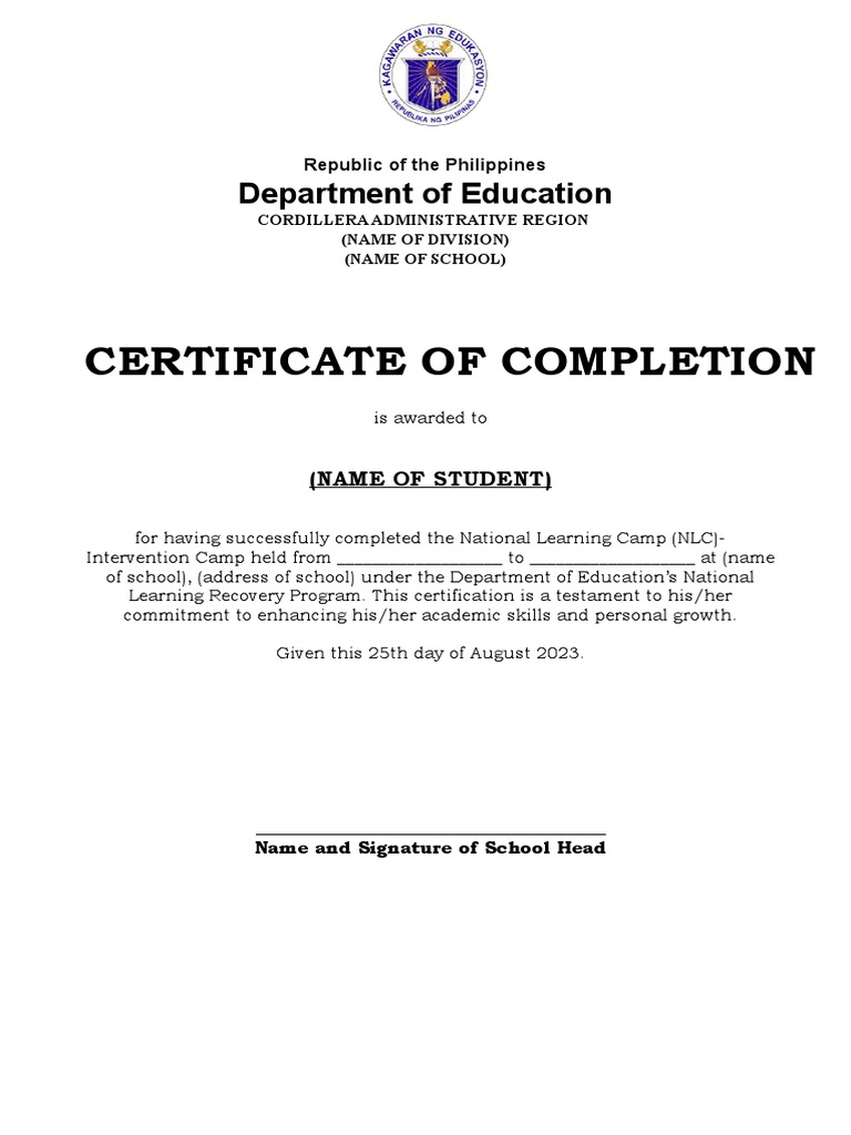 Certificate of Completion Templates | PDF | Behavior Modification