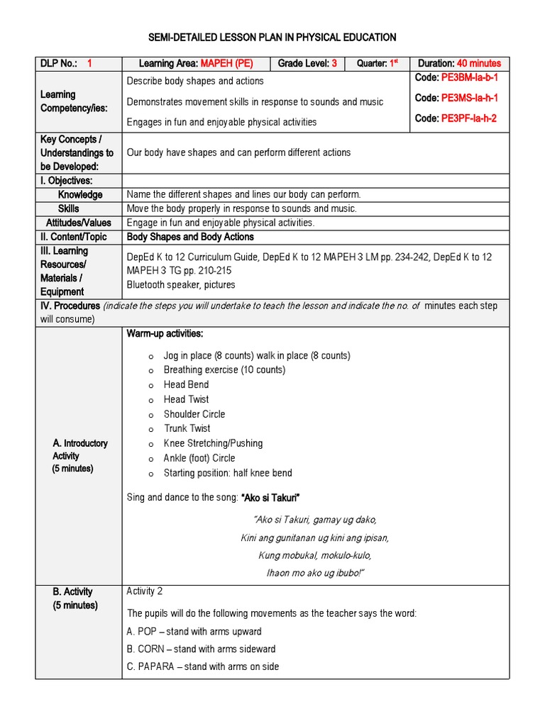 P.E. Iii - Q1 - Melc Based DLP | PDF
