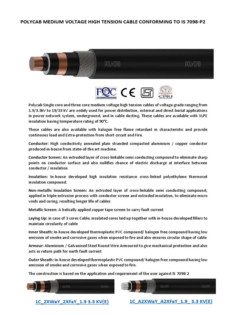 POLYCAB - MV Power Cable IS | PDF