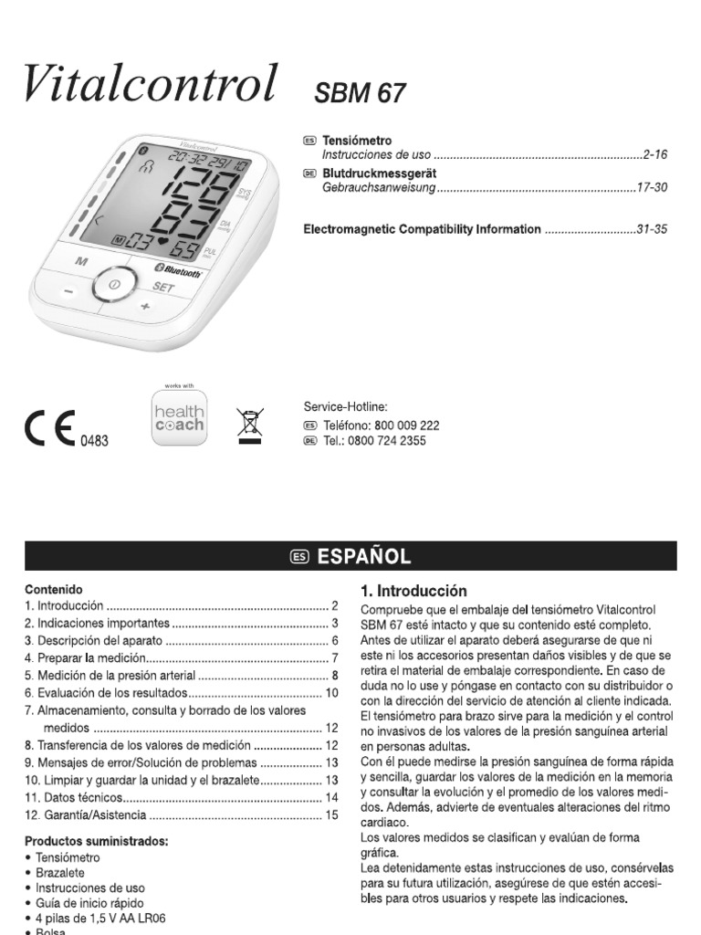 Manual Tensiometro Vital Control SBM67 | PDF