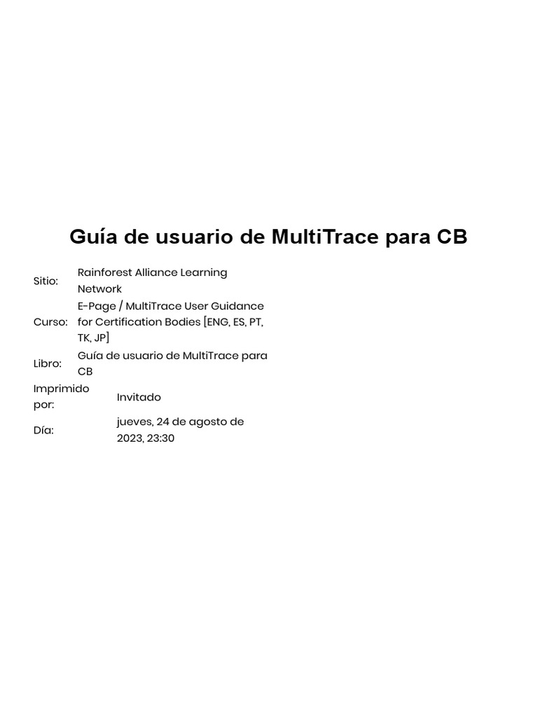 Guía de Usuario de MultiTrace para CB | PDF | Auditoría | Microsoft Excel