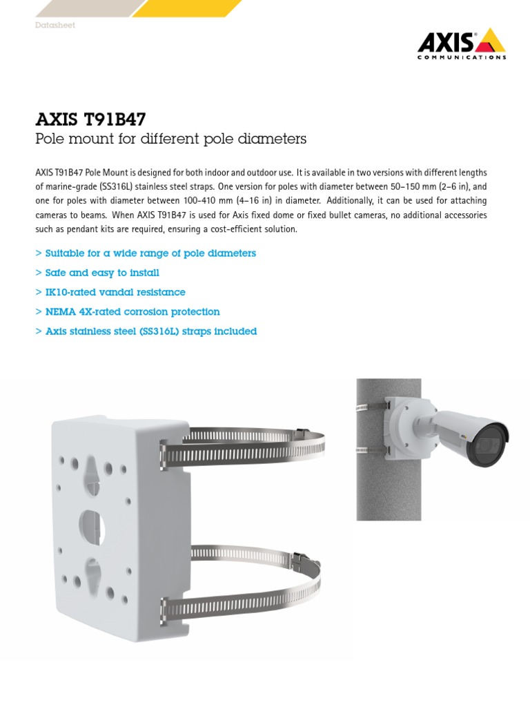 Pole Mount for Axis Cameras | PDF | Materials | Building Materials