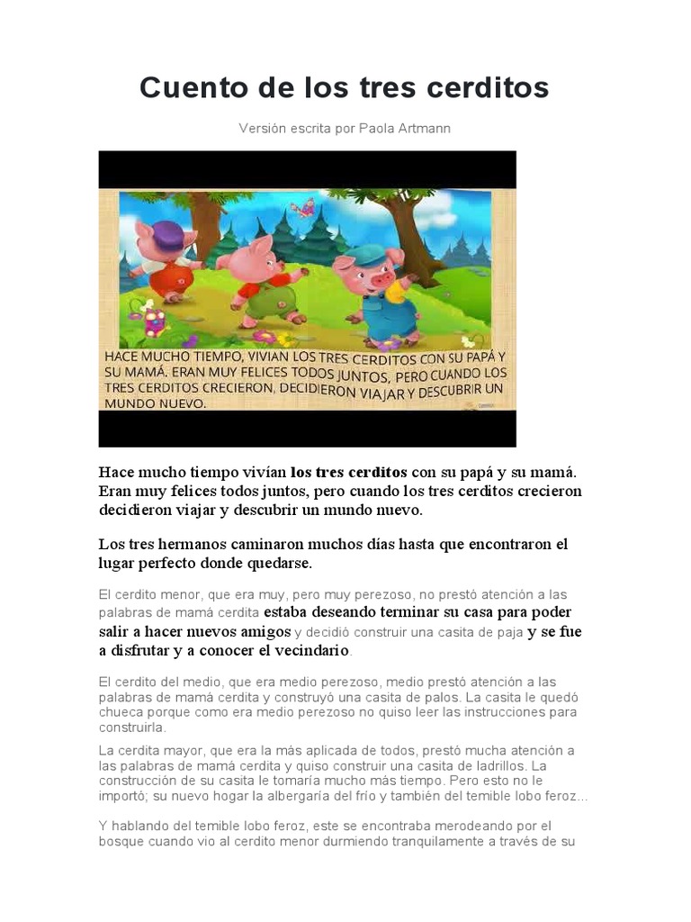 Cuento De Los Tres Cerditos Pdf