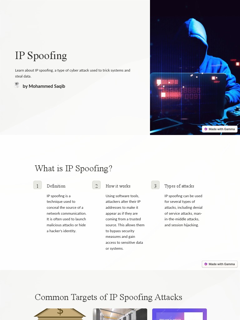 IP Spoofing | PDF | Denial Of Service Attack | Security
