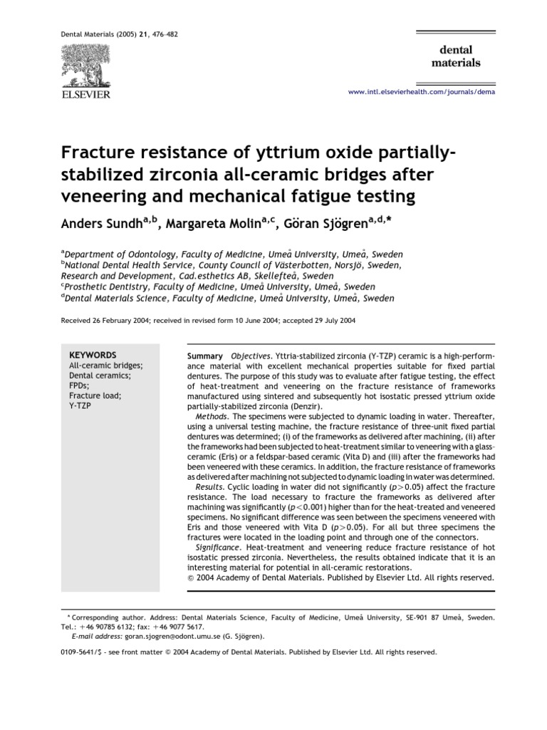 Fracture Resistance of Yttrium Oxide Partially-Stabilized Zirconia All ...