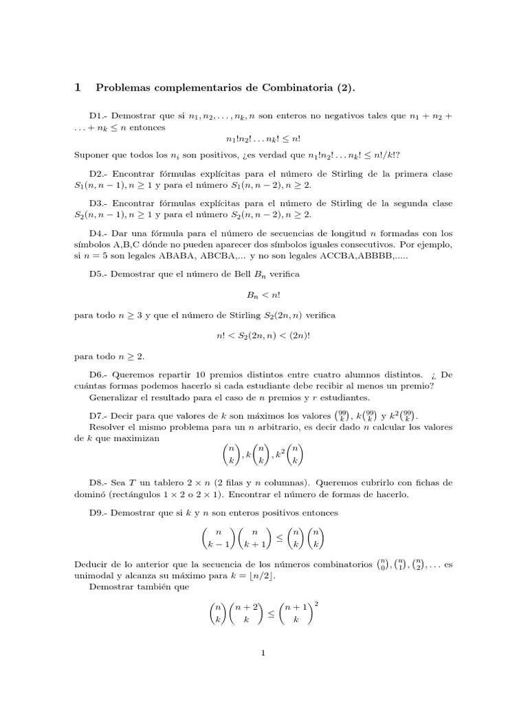Problemas Complementarios 2 | PDF | Aritmética | Análisis matemático