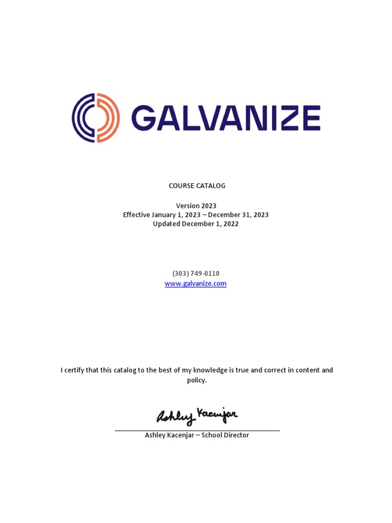Galvanize Boot Camp Course Catalog 2023 | PDF | G.I. Bill | United ...