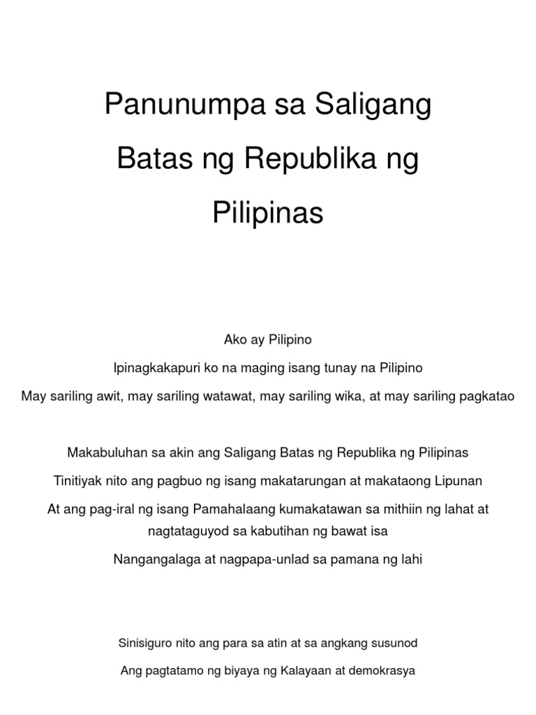 Panunumpa Sa Saligang Batas NG Republika NG Pilipinas | PDF