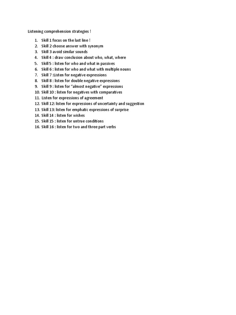 Listening Comprehension Strategies | PDF