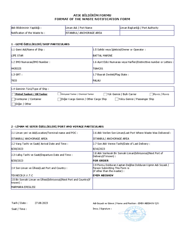 Waste Form Istanbul | PDF