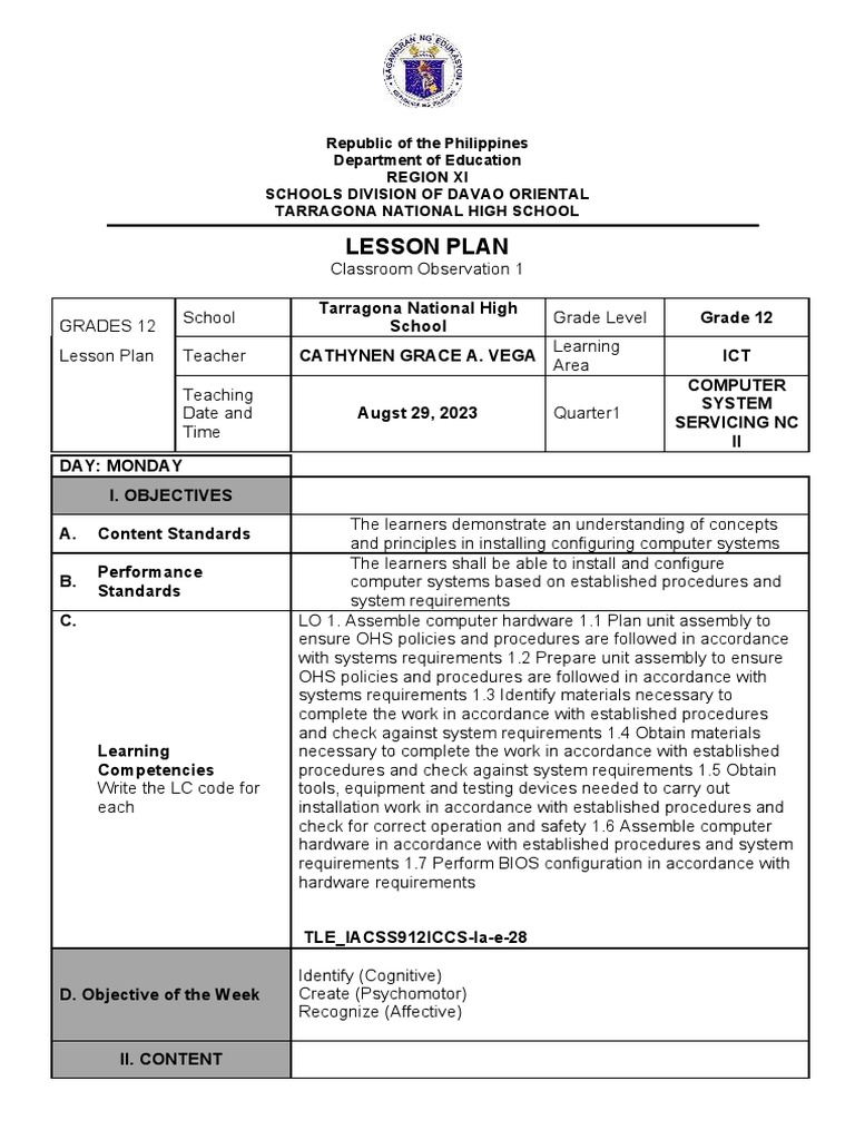 Ict LEsson Plan | PDF | Computer Network | Learning