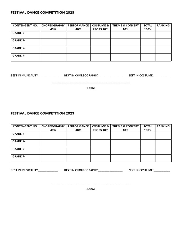 FESTIVAL DANCE CRITERIA | PDF