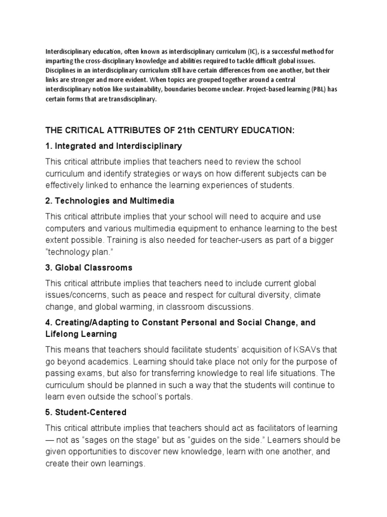 Interdisciplinary Education and Art Appreciation Assignment | PDF | Learning | Teachers