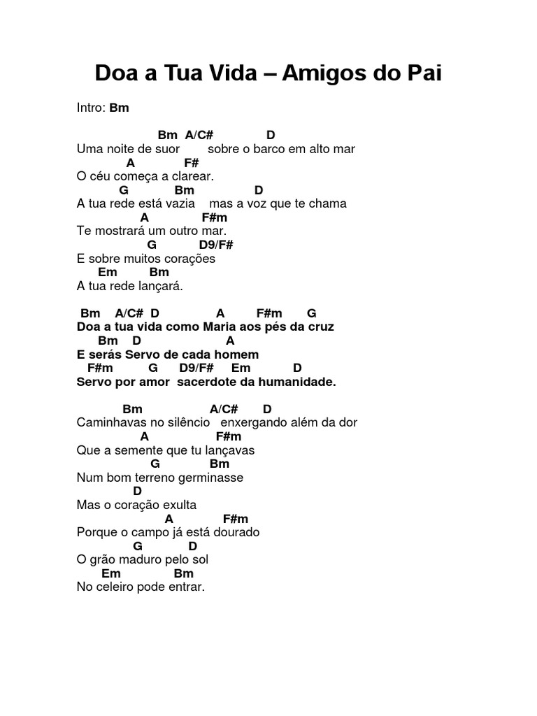Doa A Tua Vida - Amigos Do Pai (Cifra) | PDF