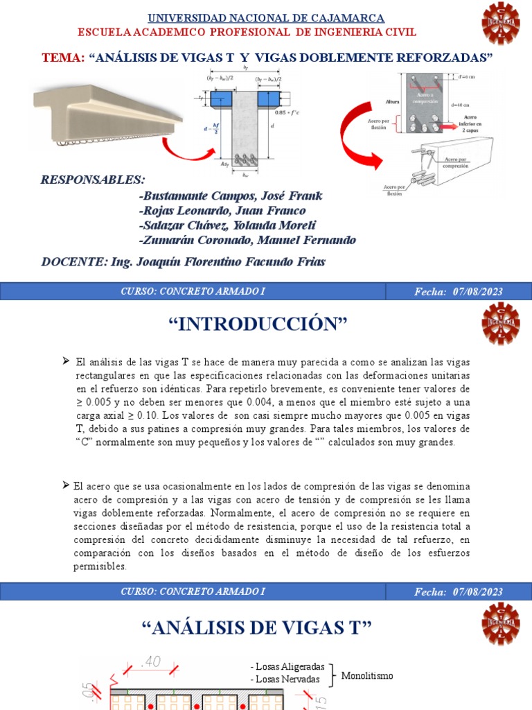 Análisis de Vigas T y Vigas Doblemente Reforzadas | PDF