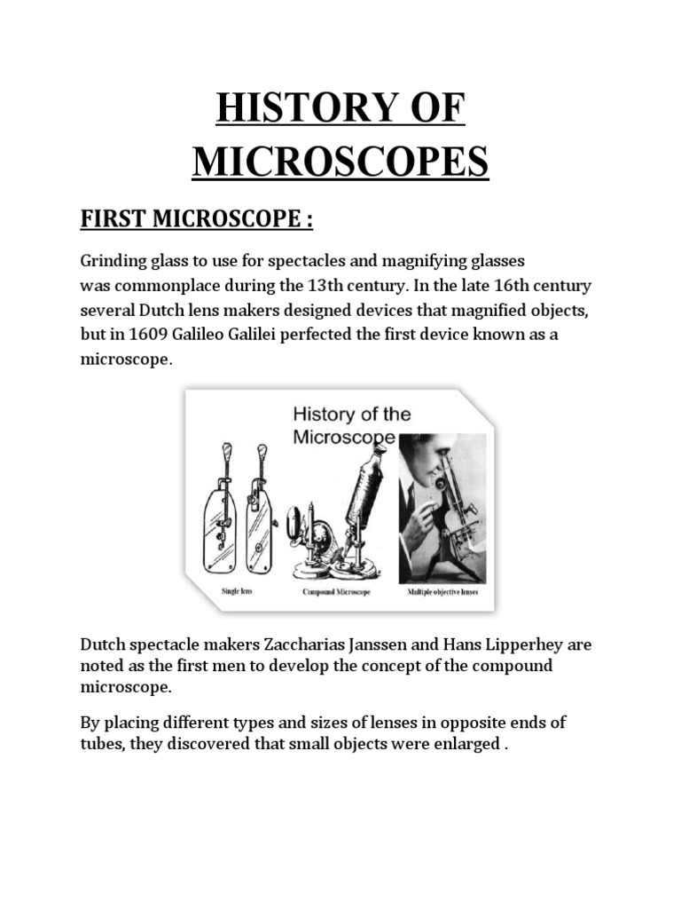 History of Microscopes | PDF | Microscope | Electron Microscope