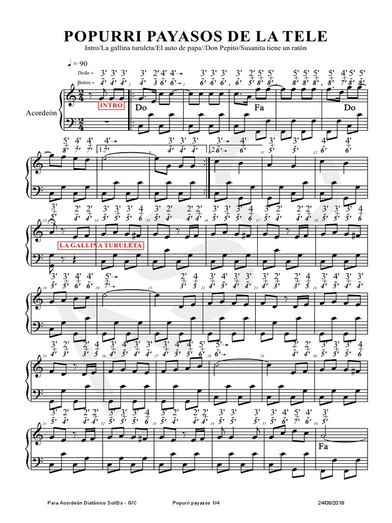 POPURRI PAYASOS - Partitura Completa | PDF