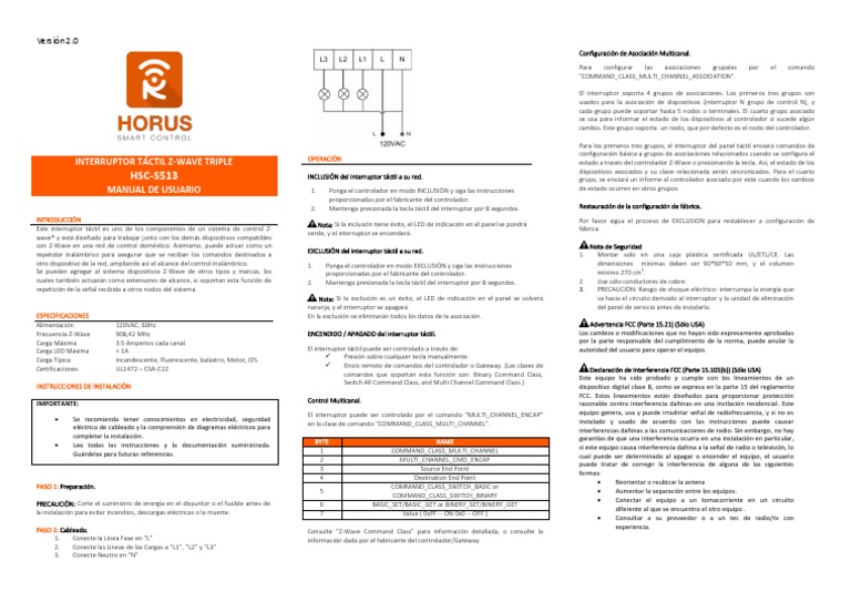 Horus Interruptor Tactil Intalacion | PDF Horus Interruptor Tactil Intalacion | PDF