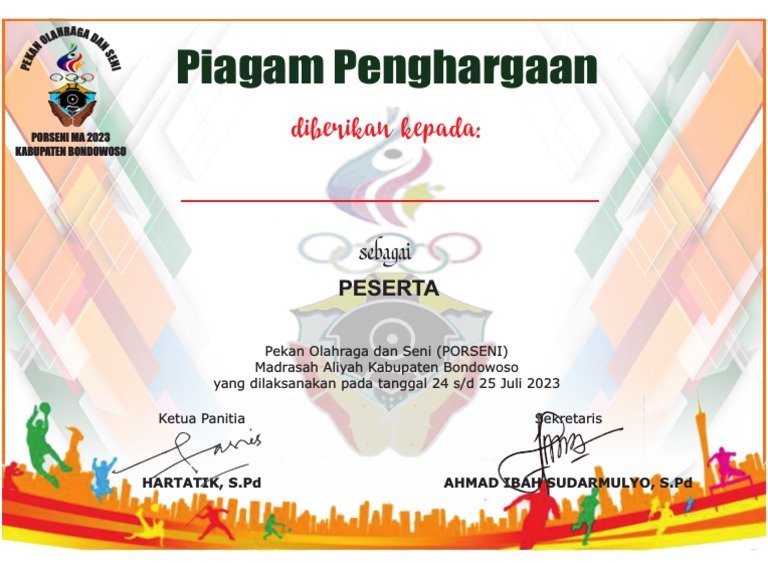 Piagam Porseni Ma-Peserta | PDF