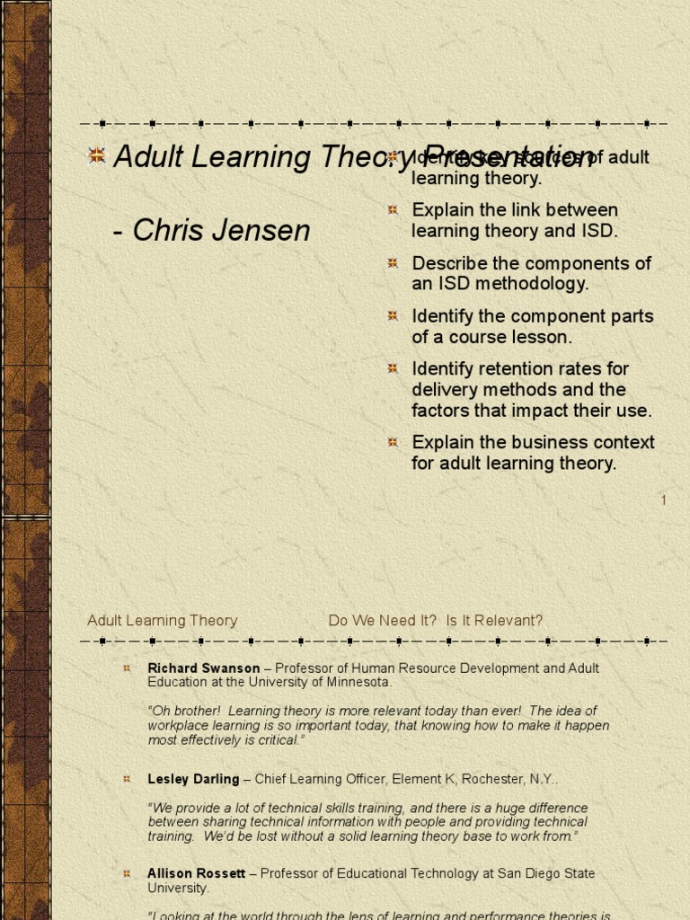 Adult Learning Theory | PDF | Learning | Cognitive Science