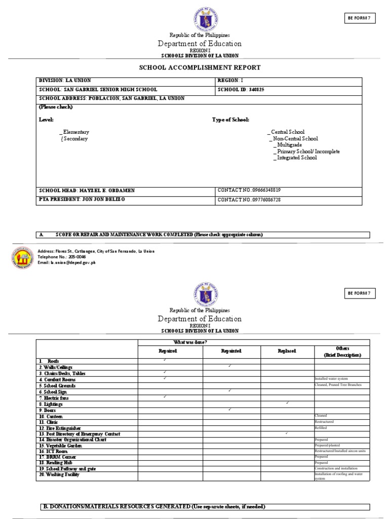 Be Form 7 1 Sy 2022 2023 | PDF