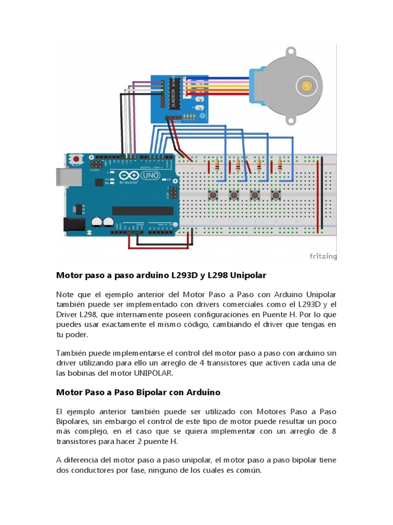 Motor Paso A Paso Arduino L293D y L298 Unipolar | PDF | Transistor de unión bipolar | Ingeniería ...