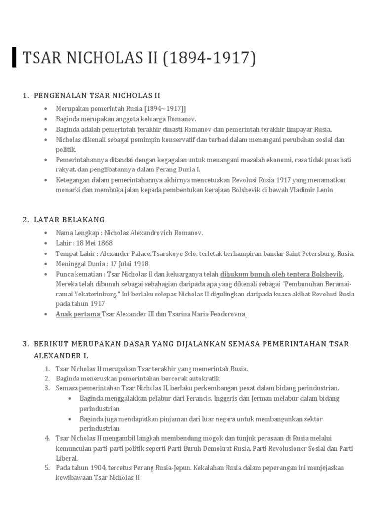 Tsar Nicholas II | PDF