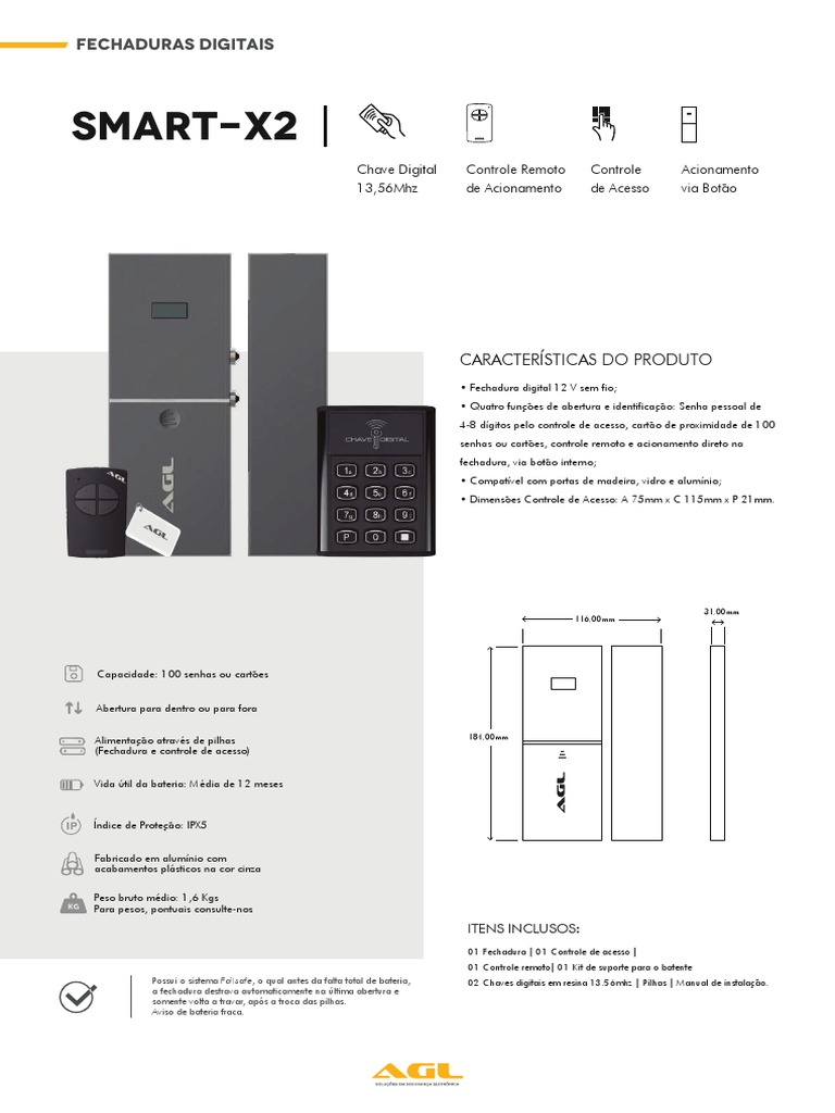 Fechadura Smart X2: Manual e Características | PDF