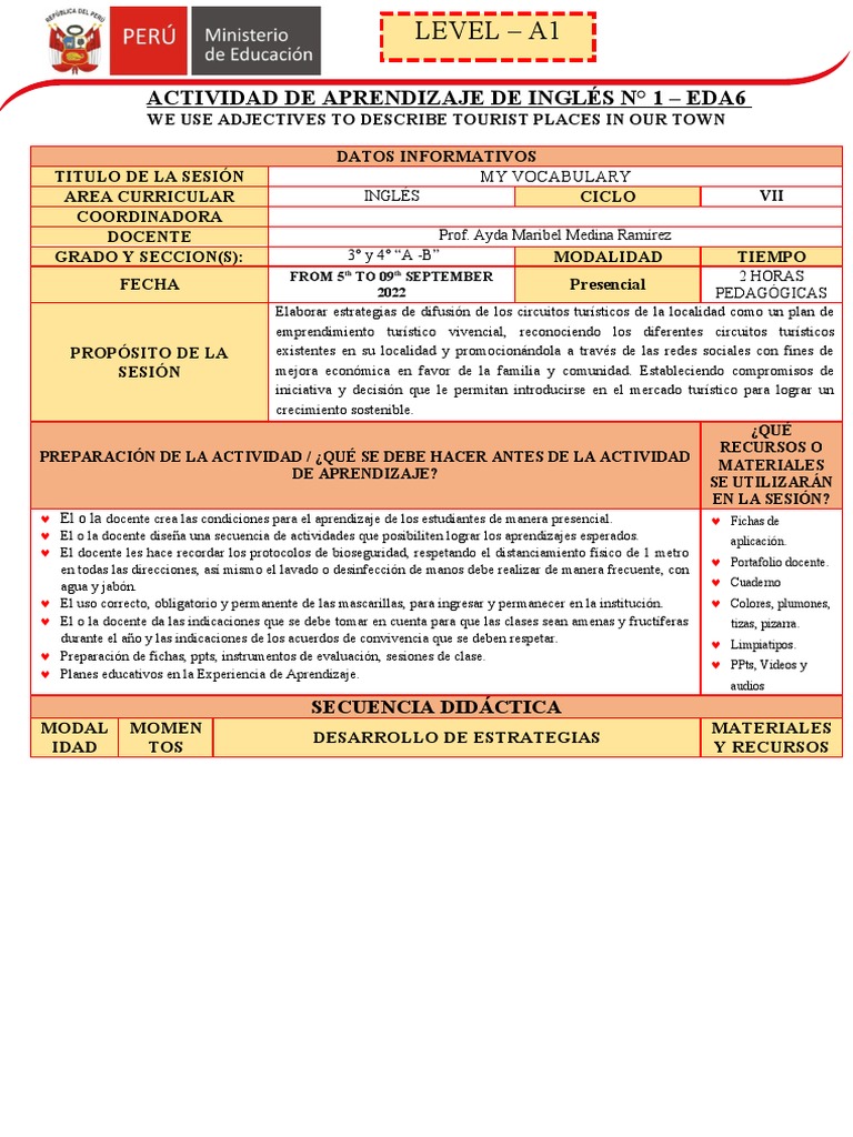 Sesion Actividad de Aprendizaje #1 - A1 | PDF