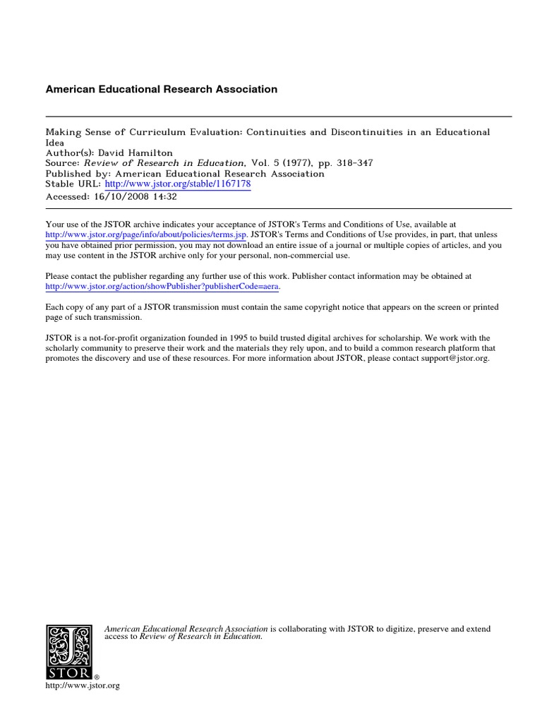 Hamilton Curriculum evaluation | PDF