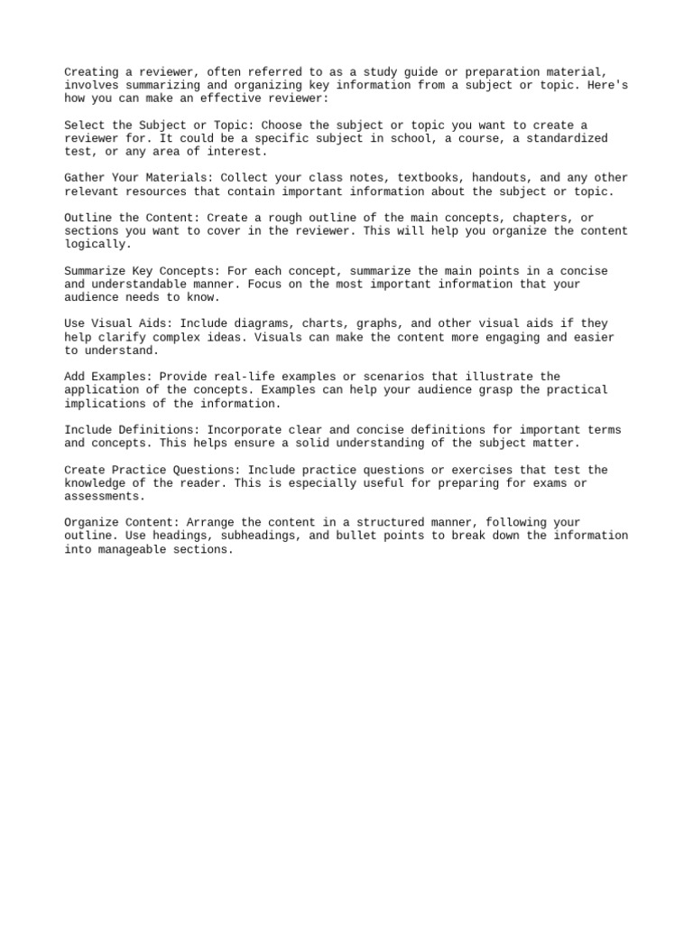 How to Create an Effective Reviewer | PDF