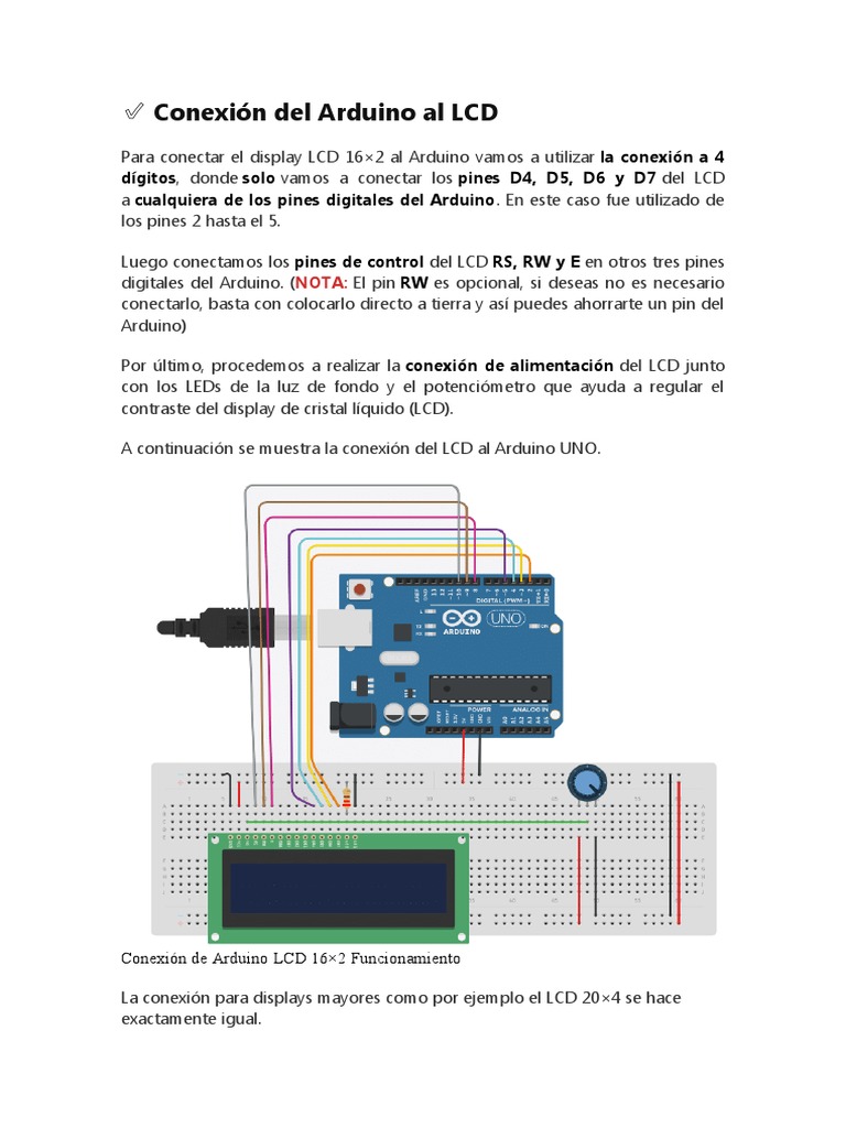 Conexión Del Arduino Al LCD Practico 3 | PDF | Informática