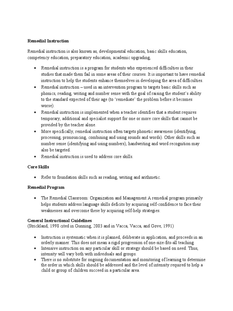 Remedial Instruction | PDF