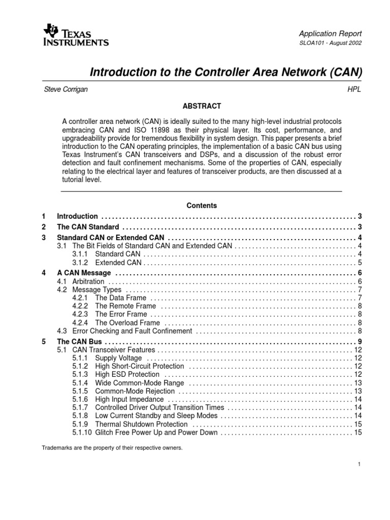 Introduction To The Controller Area Network ( | PDF | Osi Model | Electrostatic Discharge