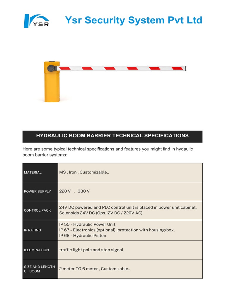 Hydraulic Boom Barrier | PDF