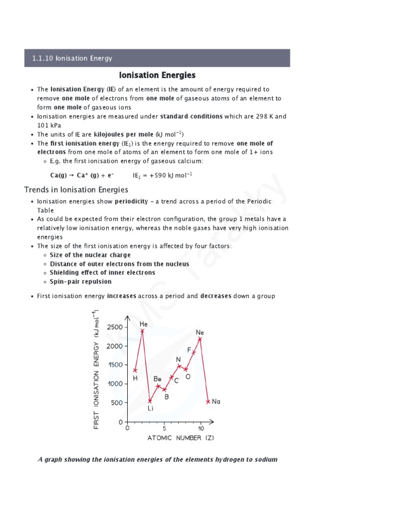 Ionization Energy | PDF | Ionization | Electron Configuration