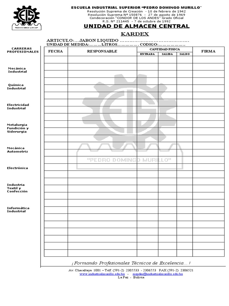 Formato Hoja de Kardex Entrega de Material | PDF