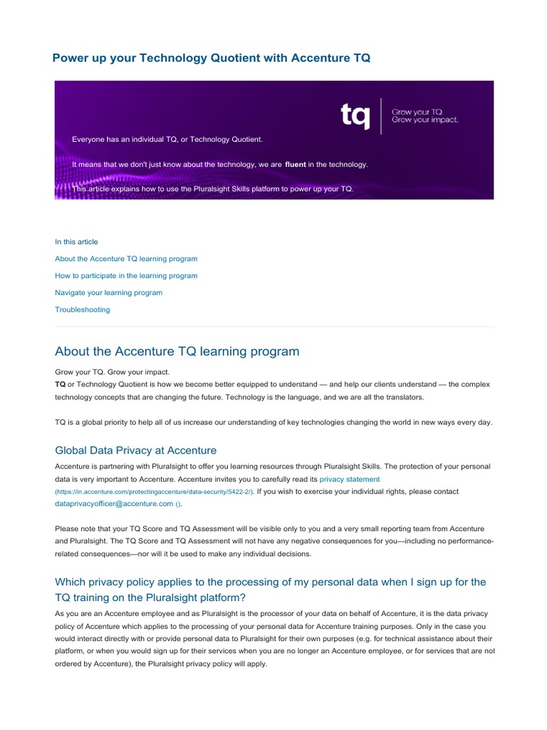 Power Up Your Technology Quotient With Accenture TQ | PDF