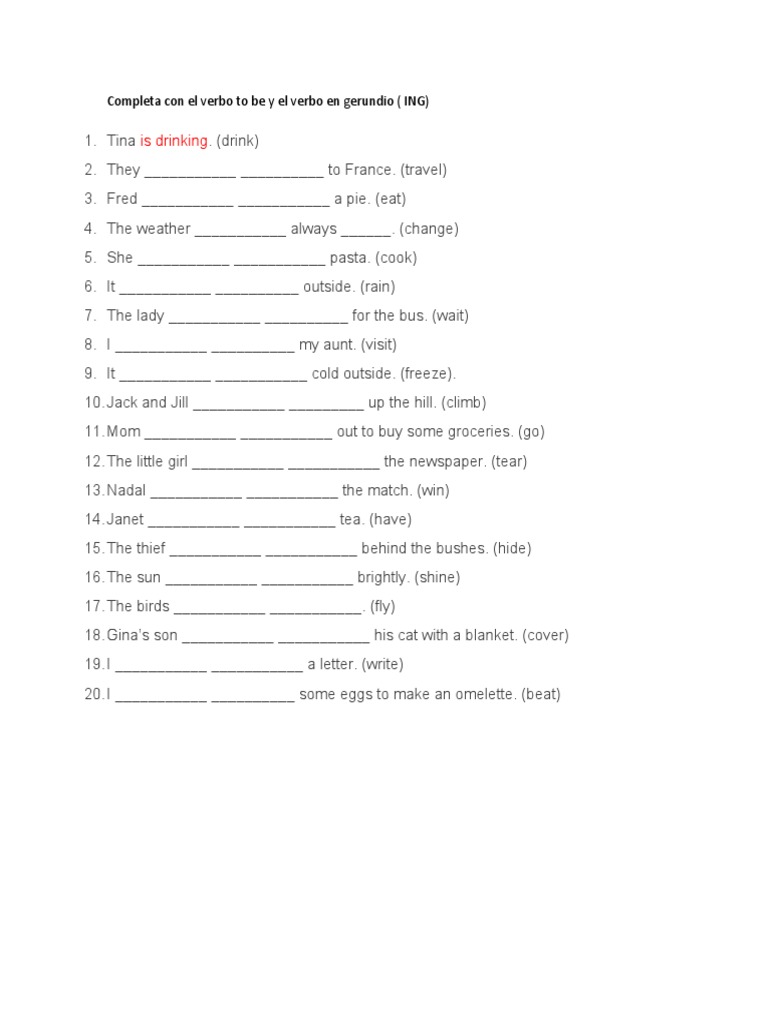 Ejercicios Present Continuous | PDF
